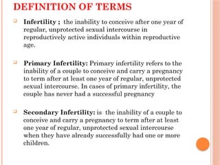 Infertility; causes, prevention and Mangement. | PPTX