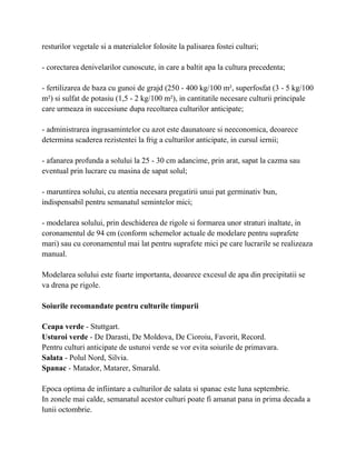 Infiintarea in solarii a culturilor anticipate de verdeturi | DOCX