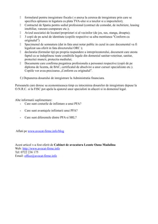 Infiintare pfa | DOC