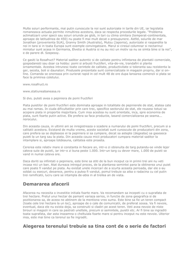 Infiintare plantatii pomicole | DOCX