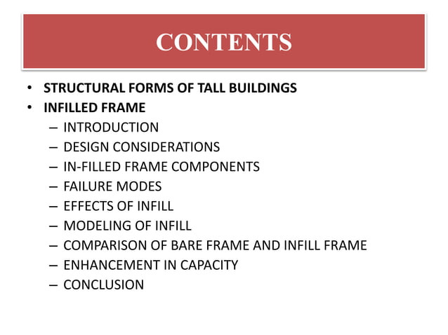 Infilled frame,a type of tubular frame structural system | PPTX