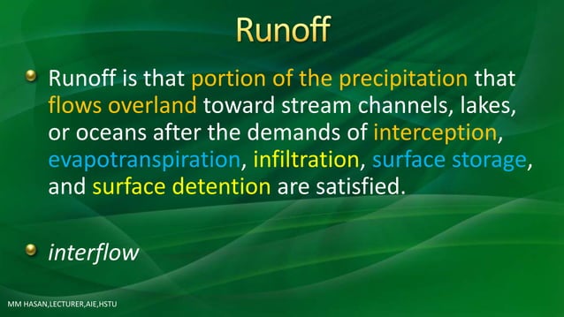 Infiltration and runoff | PPTX