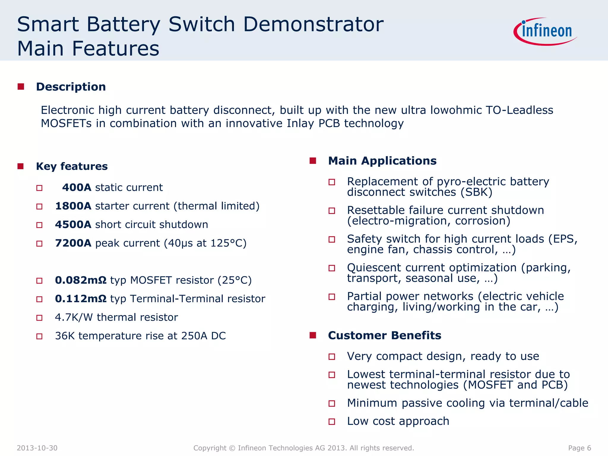 Infineon Smart Battery Switch Demonstrator | PDF
