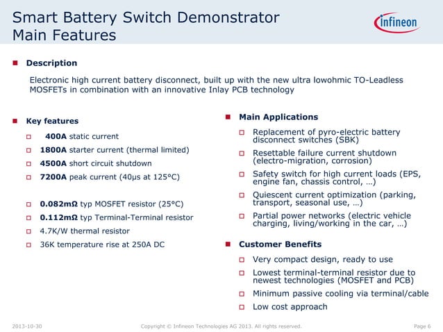 Infineon Smart Battery Switch Demonstrator | PPT