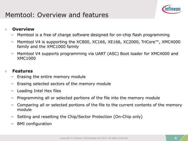 Infineon-TOOL_Tutorial_Memtool_XMC1-TR-v01_00-EN.pdf | Operating Systems | Computer Software and ...