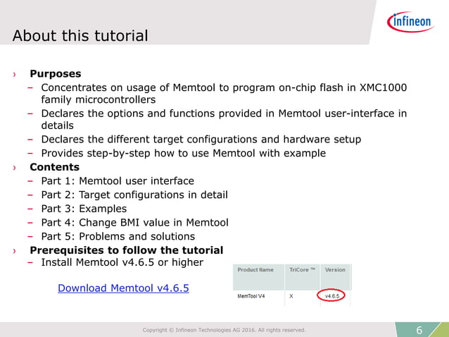 Infineon-TOOL_Tutorial_Memtool_XMC1-TR-v01_00-EN.pdf | Operating Systems | Computer Software and ...