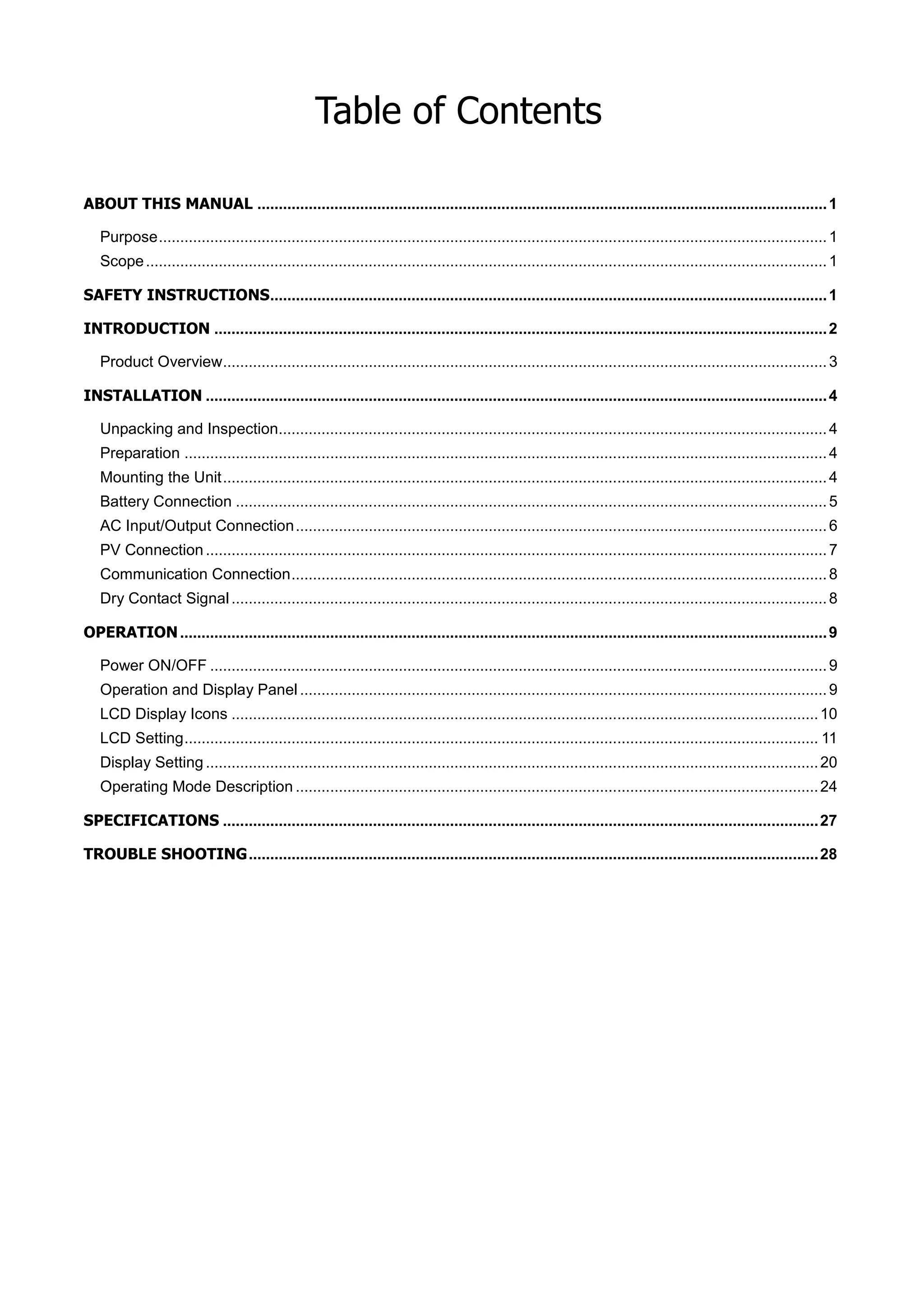 Infini solar v 1kw 5kw manual | PDF