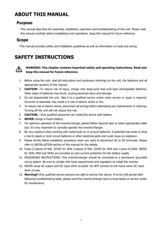 Infini solar v 1kw 5kw manual | PDF
