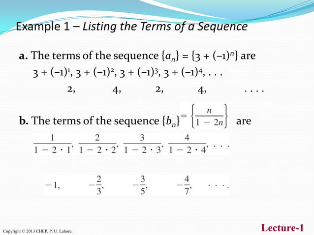 Infinite sequence & series 1st lecture | PPTX | Physics | Science
