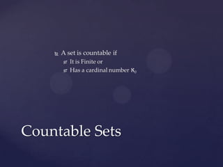 Infinite sets and cardinalities | PPTX