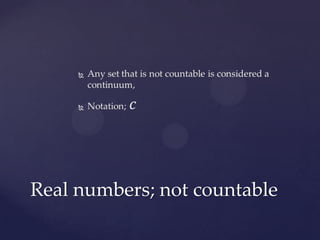Infinite sets and cardinalities | PPTX
