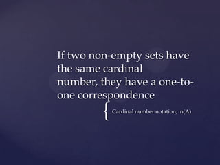 Infinite sets and cardinalities | PPTX