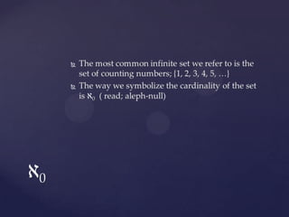 Infinite sets and cardinalities | PPTX