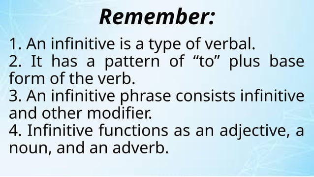 INFINITIVE AND INFINITIVE PHRASES G9.pptx