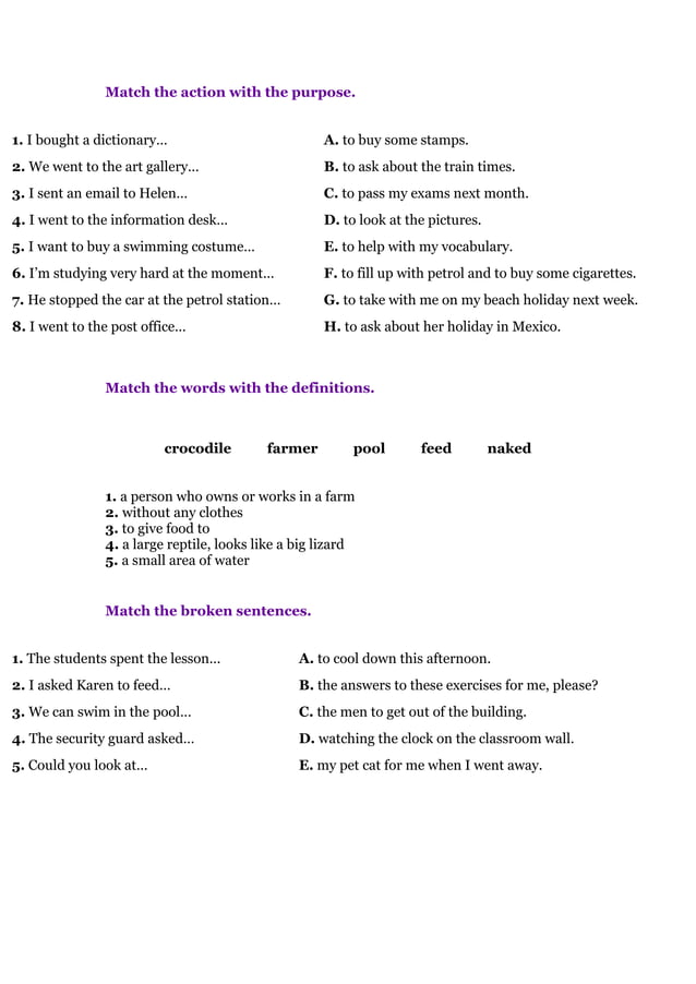 Infinitive of purpose | PDF