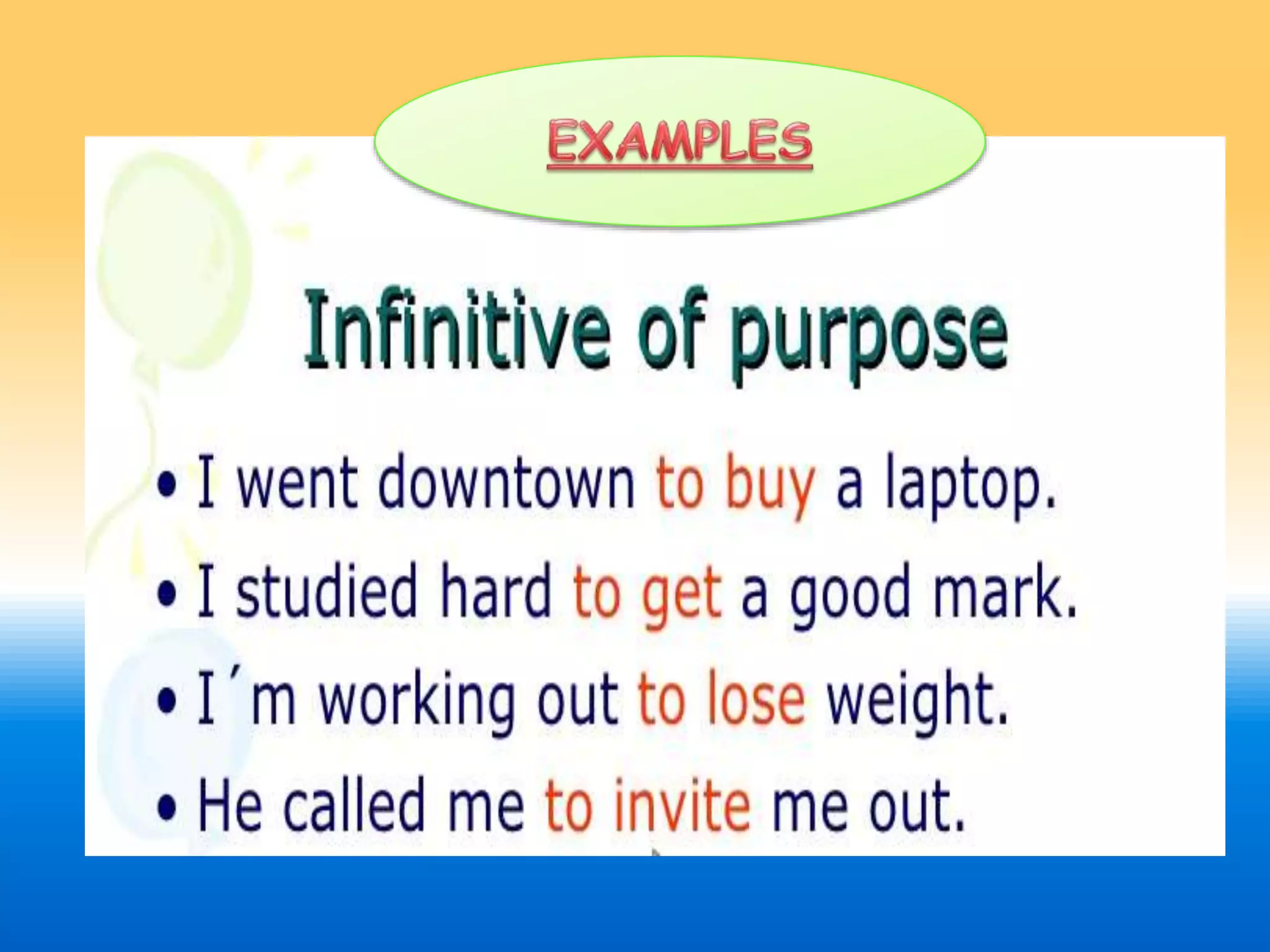 Infinitive of purpose | PPTX