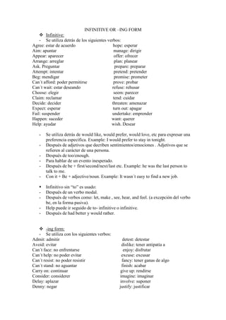 INFINITIVE OR ING FORM GRAMMAR AND EXERCISES | PDF
