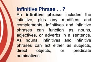 Infinitive phrase | PPT