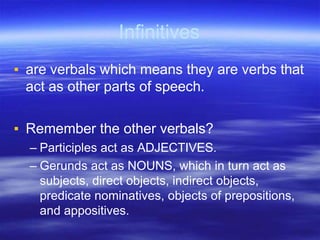 infinitive verbs PowerPoint presentation | PPT