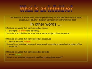 Understanding Infinitives: Their Roles as Nouns, Adjectives, and ...