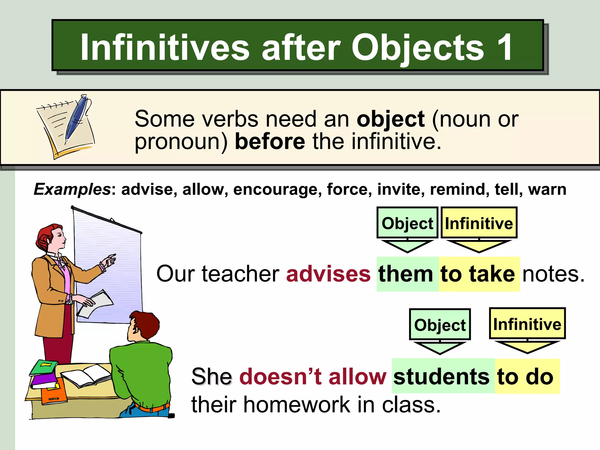 Infinitives after certain verbs | PPS | Homework and Study | Education