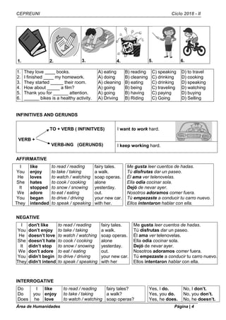 Infinitives and gerunds 11 | PDF