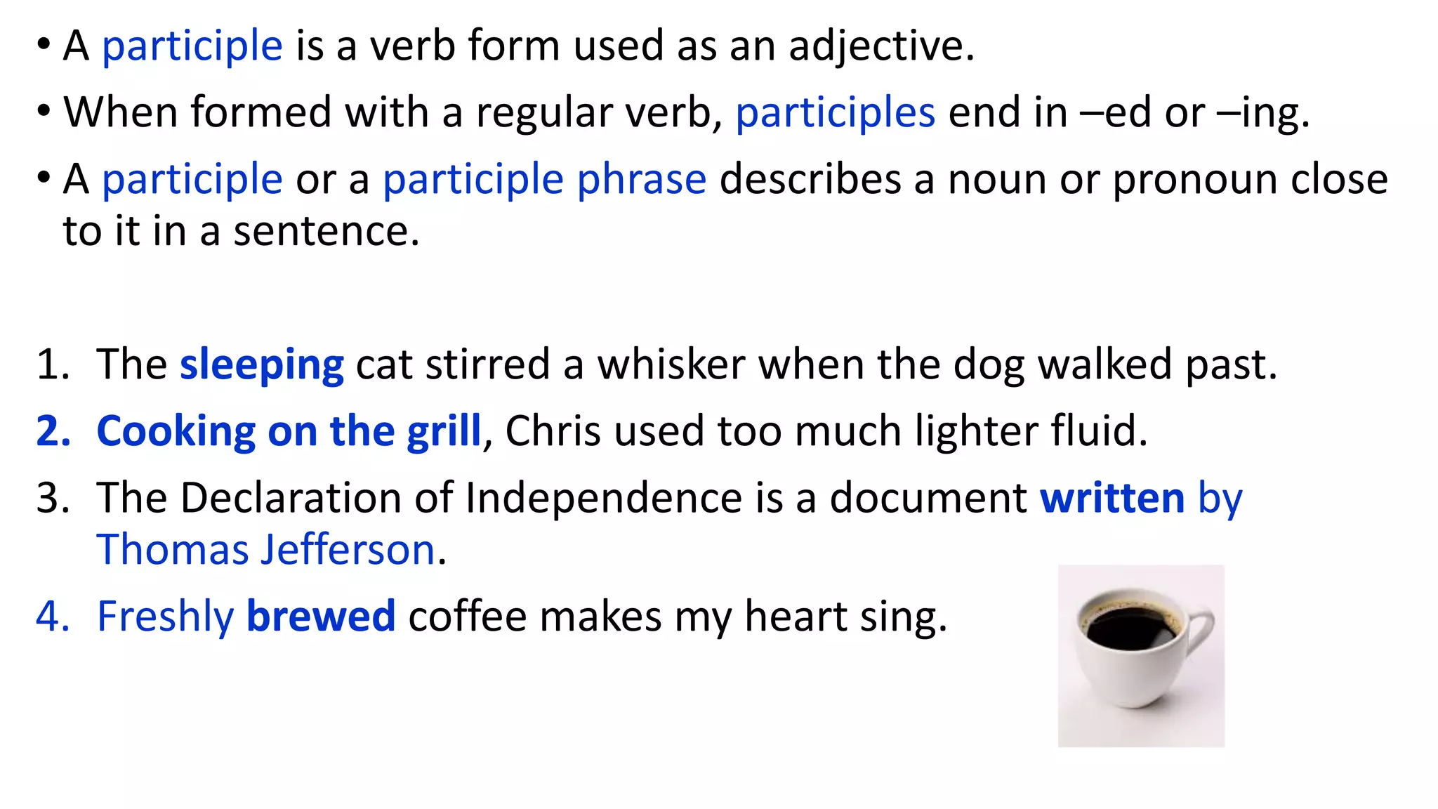 Infinitives and participles as adjectives grade8 | PPTX
