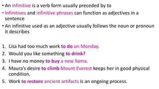 Infinitives and participles as adjectives grade8 | PPT