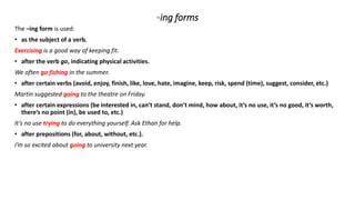 Infinitives, gerunds and base form | PPT