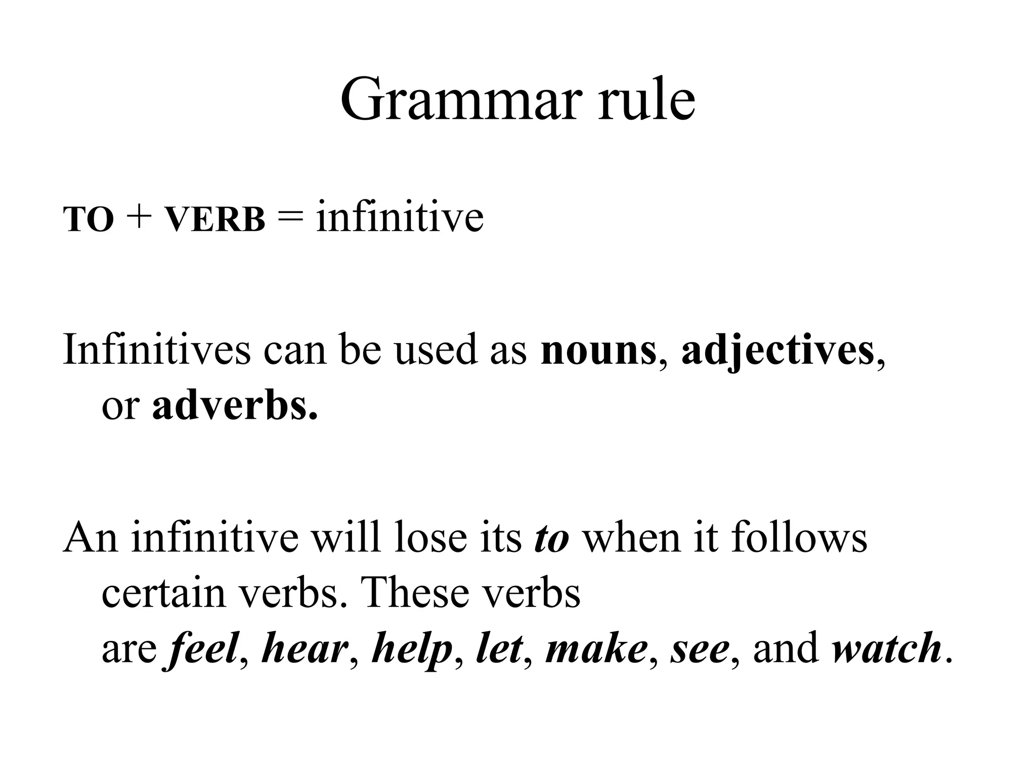 The use of infinitives for commun activities | PPT