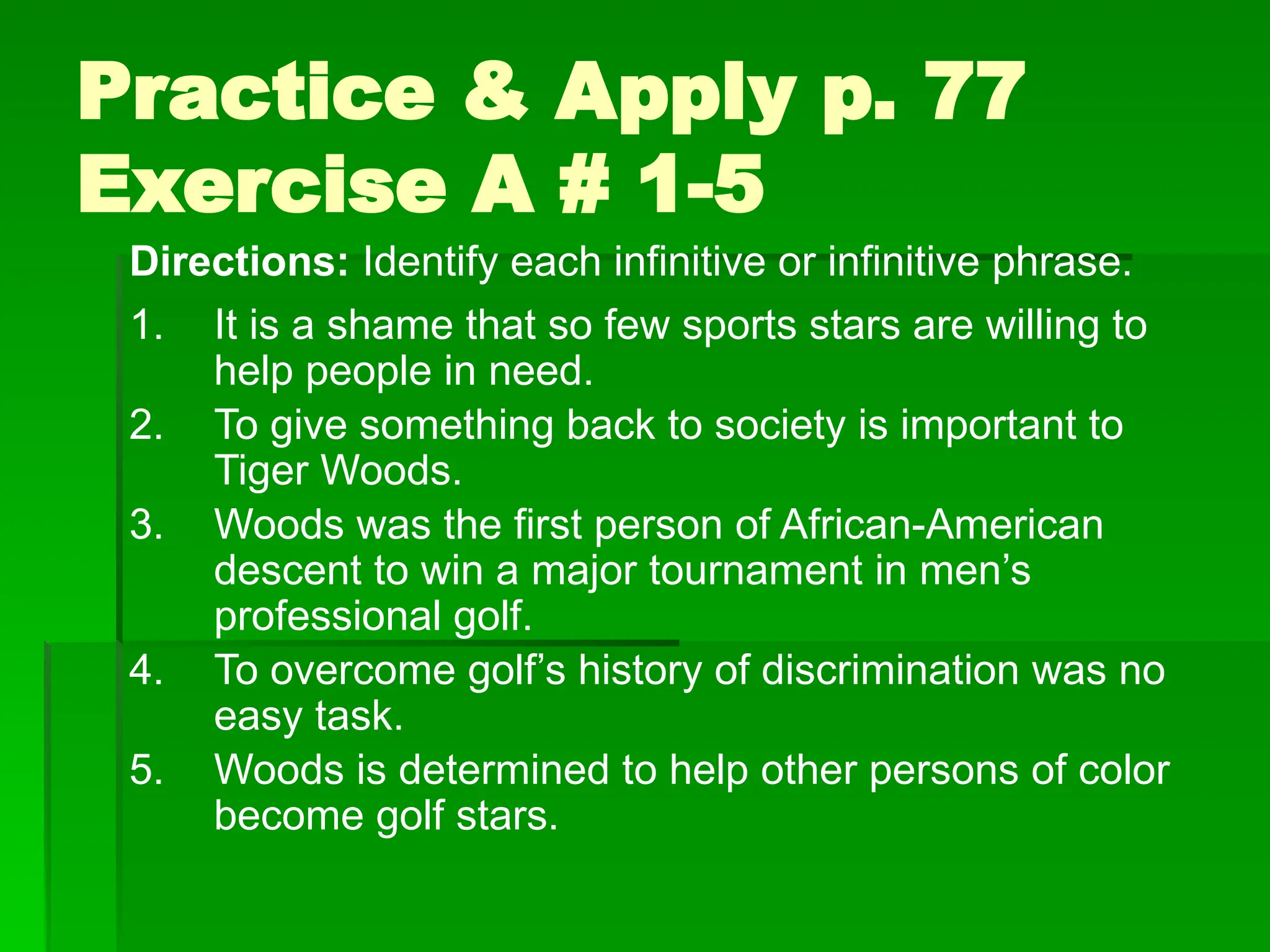 Infinitives in English: Its uses, types, and examples | PPTX | Golf ...