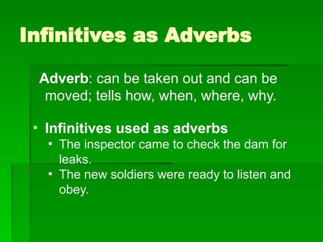 Infinitives in English: Its uses, types, and examples | PPTX | Golf ...
