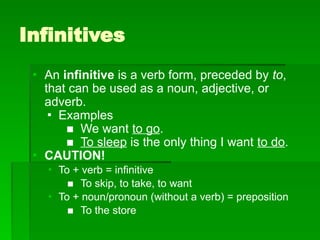 Infinitives in English: Its uses, types, and examples | PPTX | Golf ...