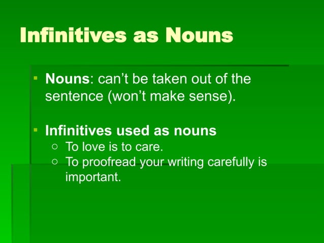 Infinitives in English: Its uses, types, and examples | PPTX | Golf ...