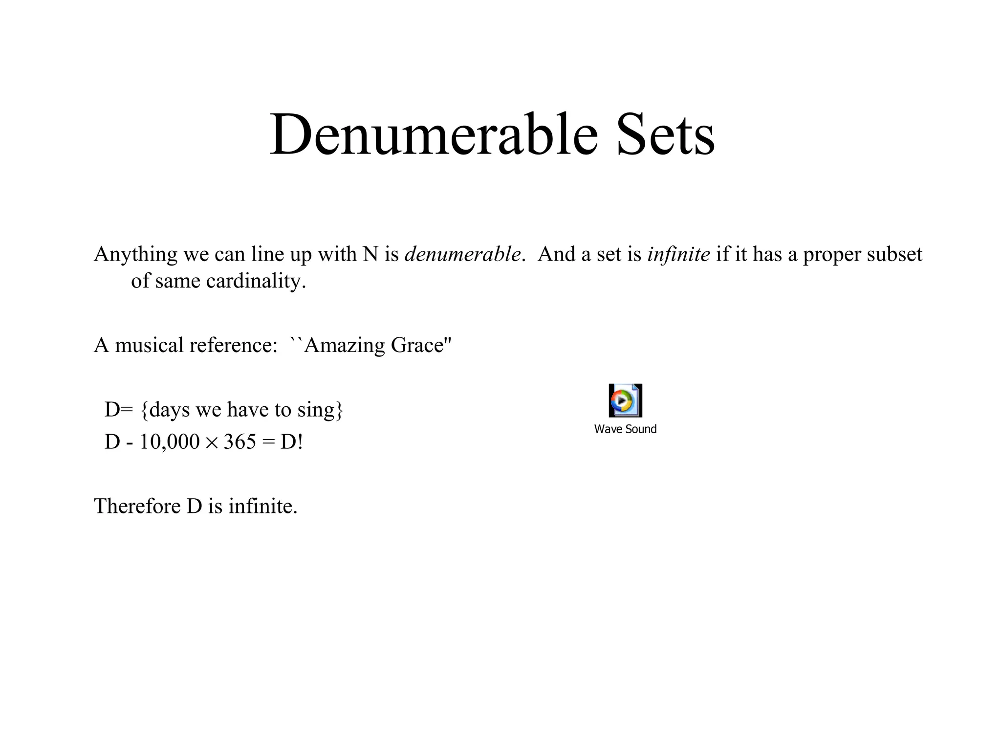 Infinity and Cardinality | PPT