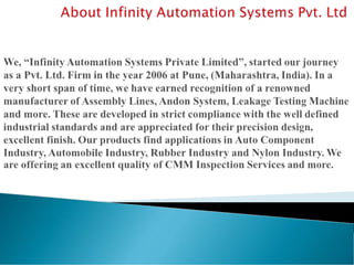 Optical Inspection Equipment - Infinity Automation. | PDF