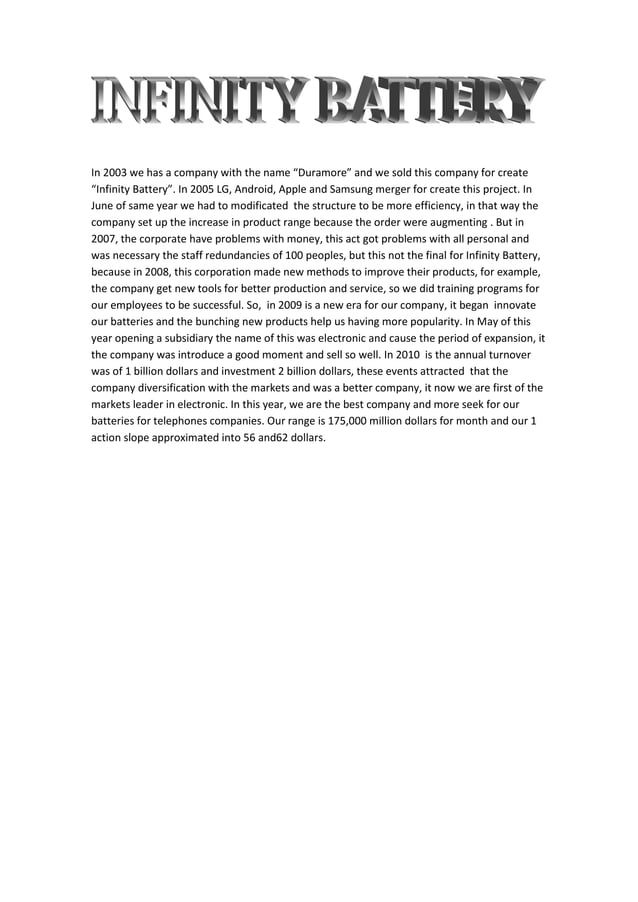 Infinity batteries | PDF