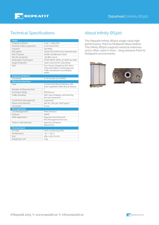 Infinity BS320 Datasheet | PDF