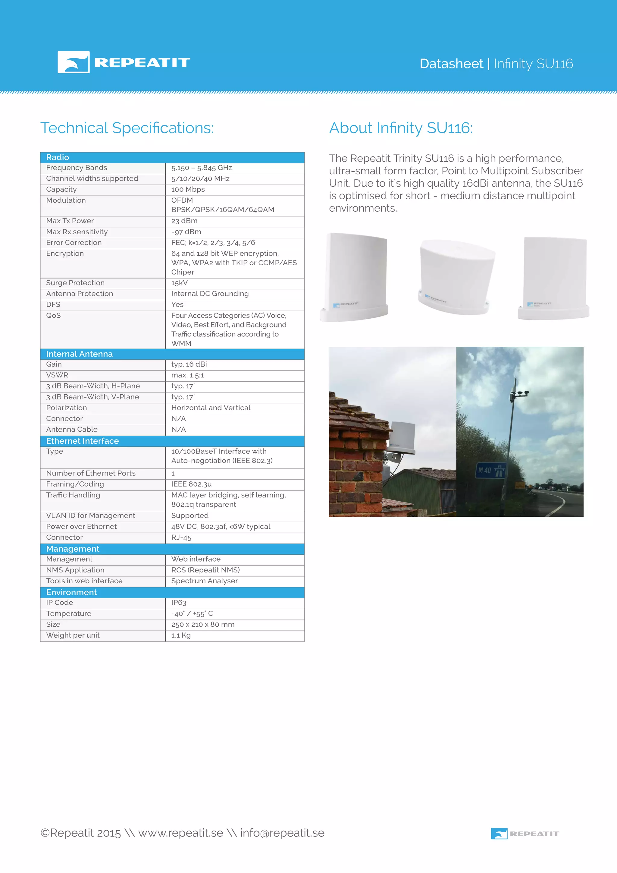 Infinity SU116 Datasheet | PDF