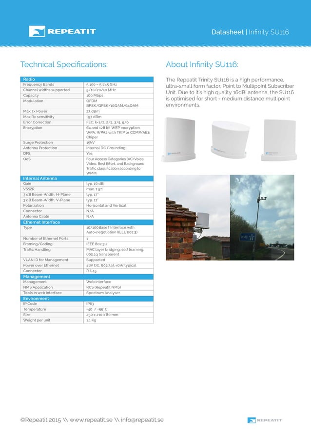Infinity SU116 Datasheet | PDF