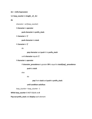 Infix to Prefix (Conversion, Evaluation, Code) | PDF