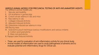 INFLAMMATION-A DISCUSSION OF VARIOUS ANIMAL MODELS FOR THE STUDY OF ...