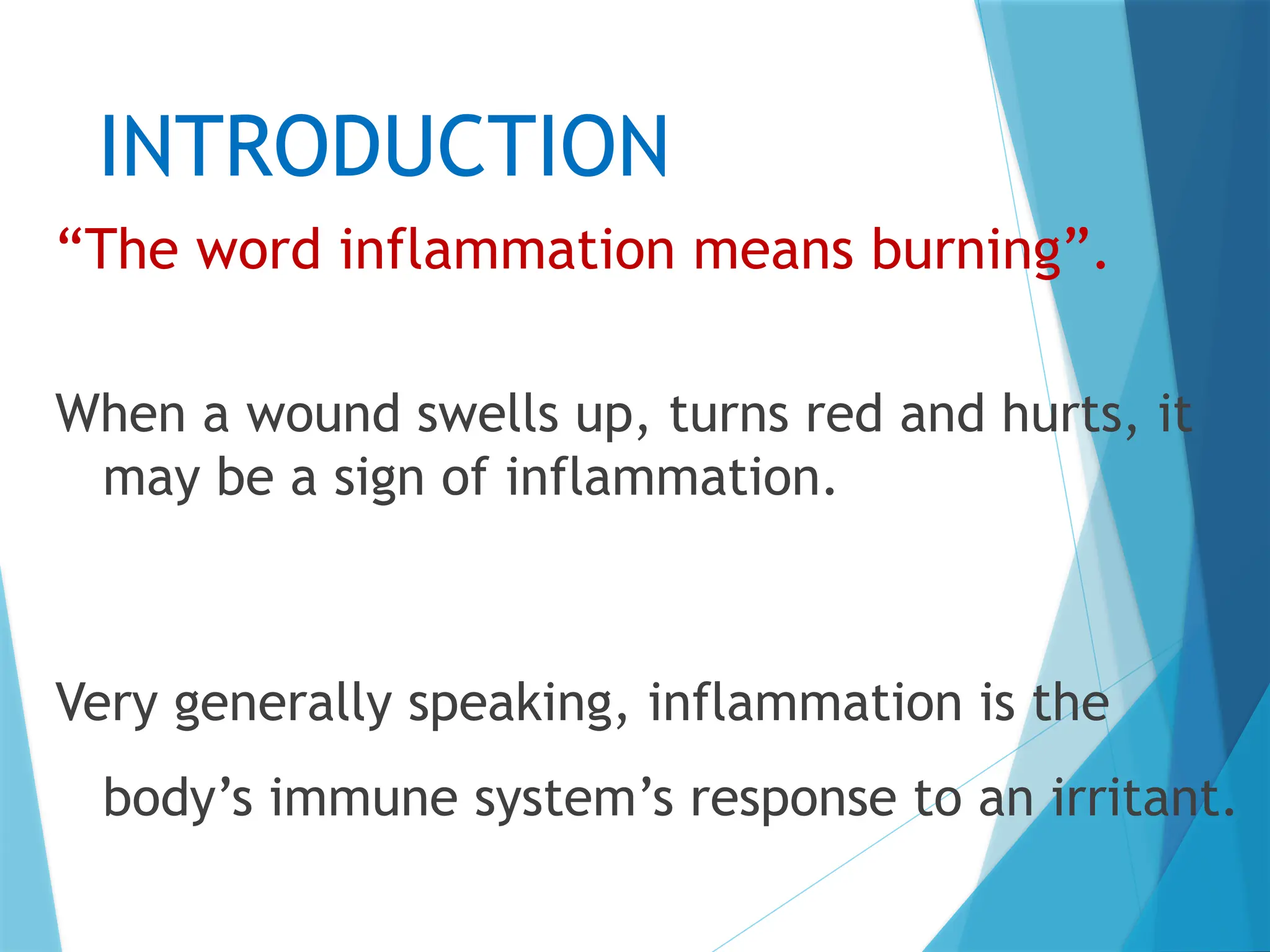 inflammation-, types signs and physiotherapy management... | PPTX