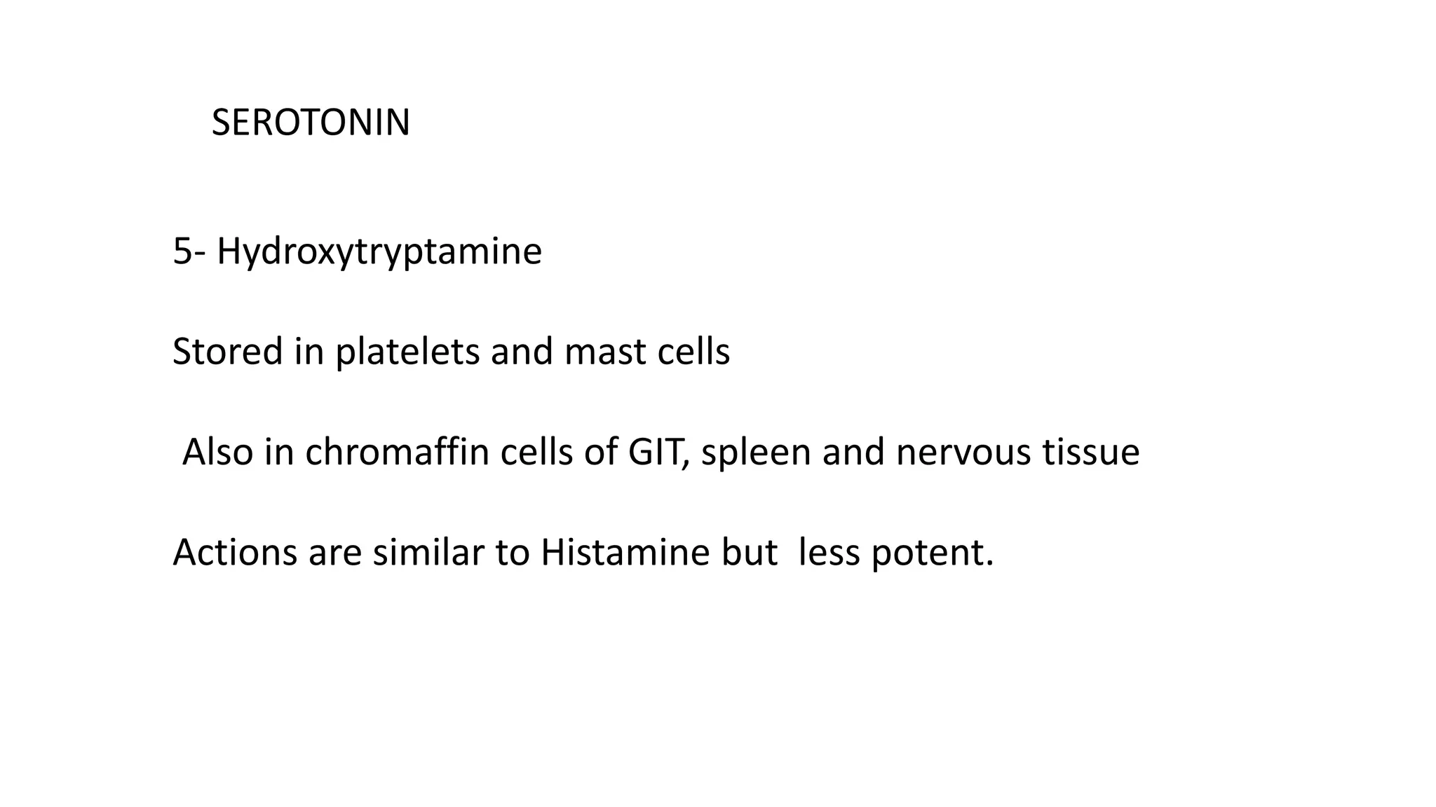 CHEMICAL MEDIATORS OF INFLAMMATION: HISTAMINE &SEROTONIN | PPTX