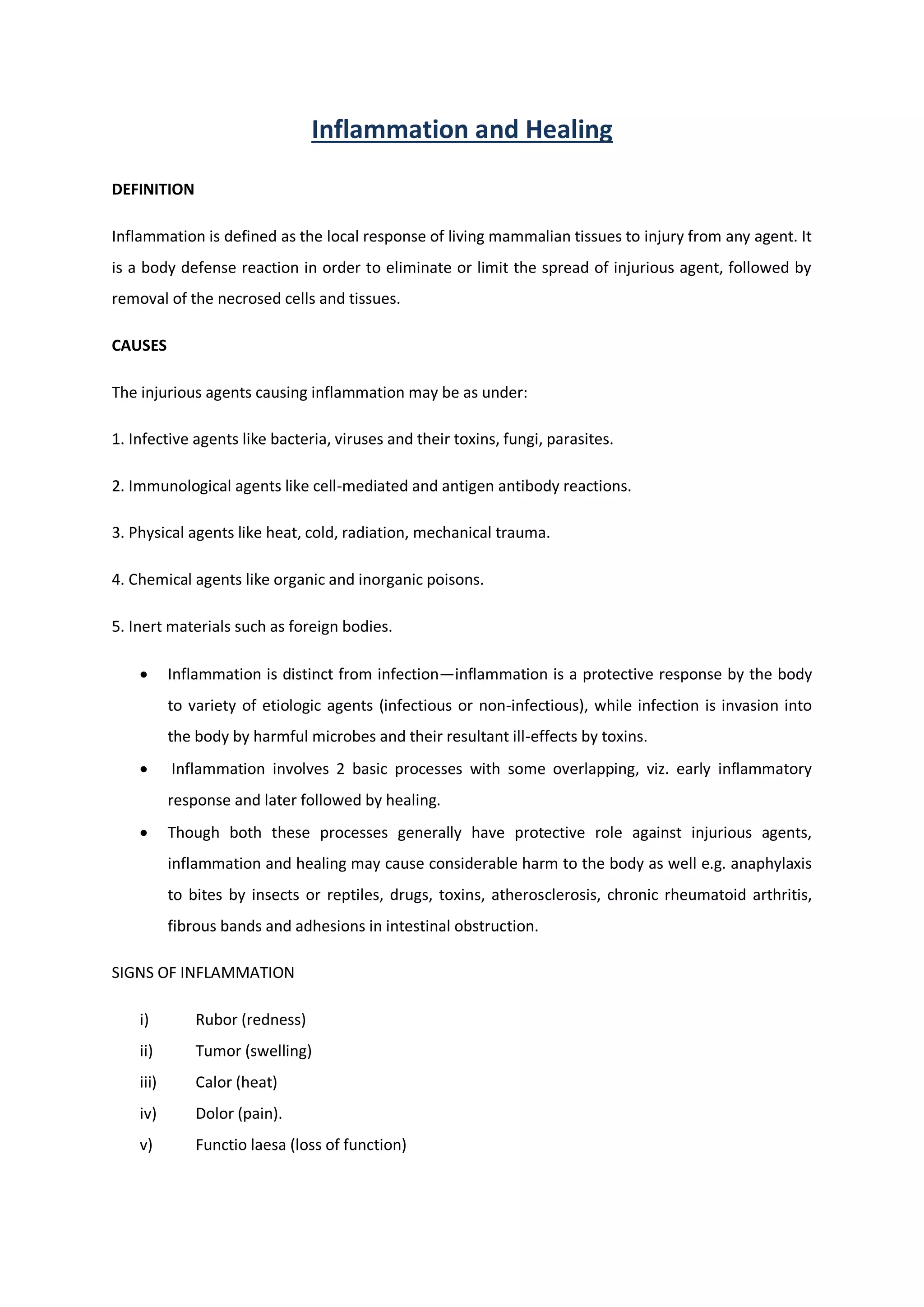 Inflammation notes Pathophysiology | PDF