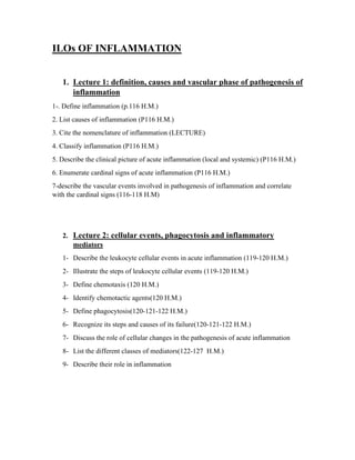 Inflammation lectures 1 5 (study guide to the text book) | PDF