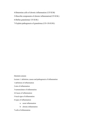 Inflammation lectures 1 5 (study guide to the text book) | PDF