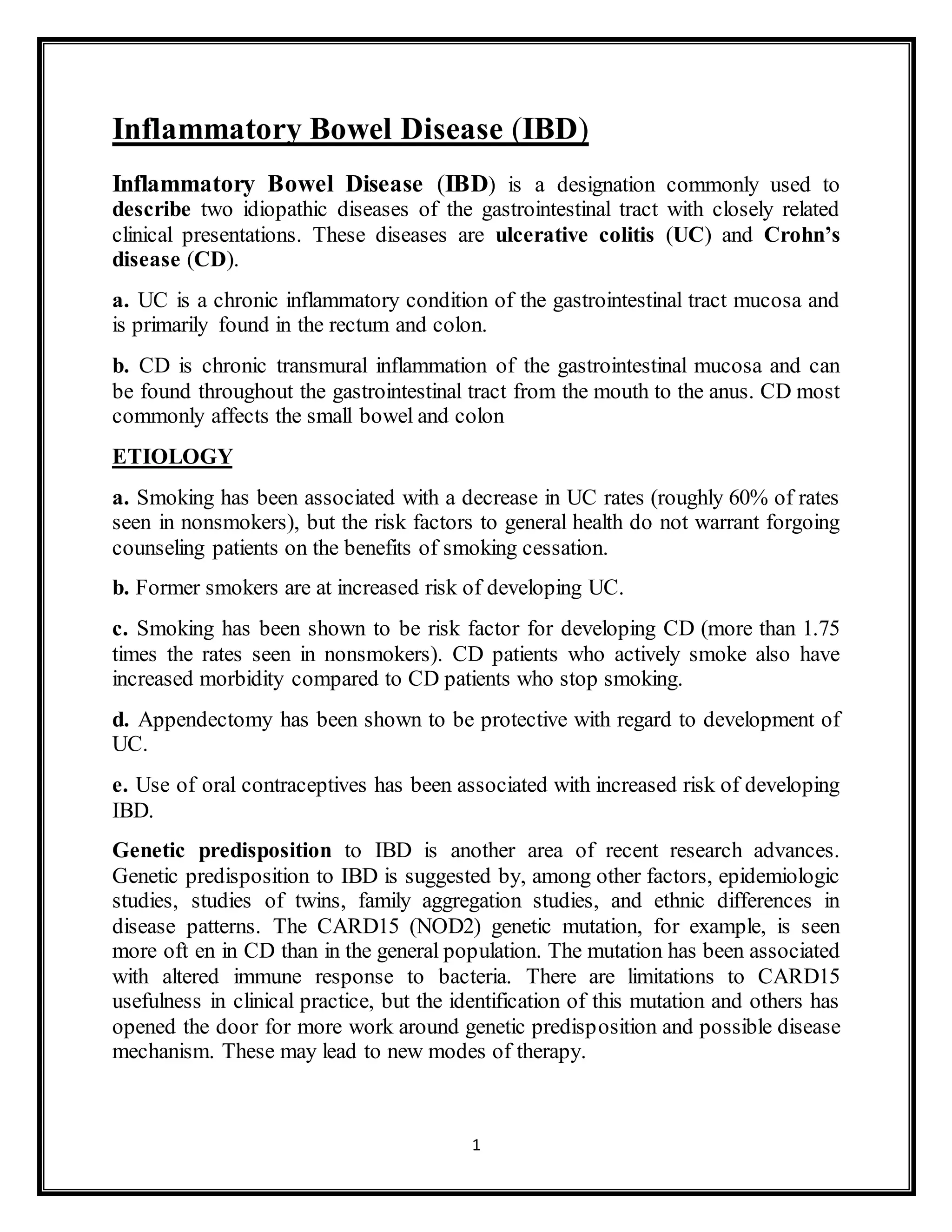 Inflammatory bowel disease | DOCX