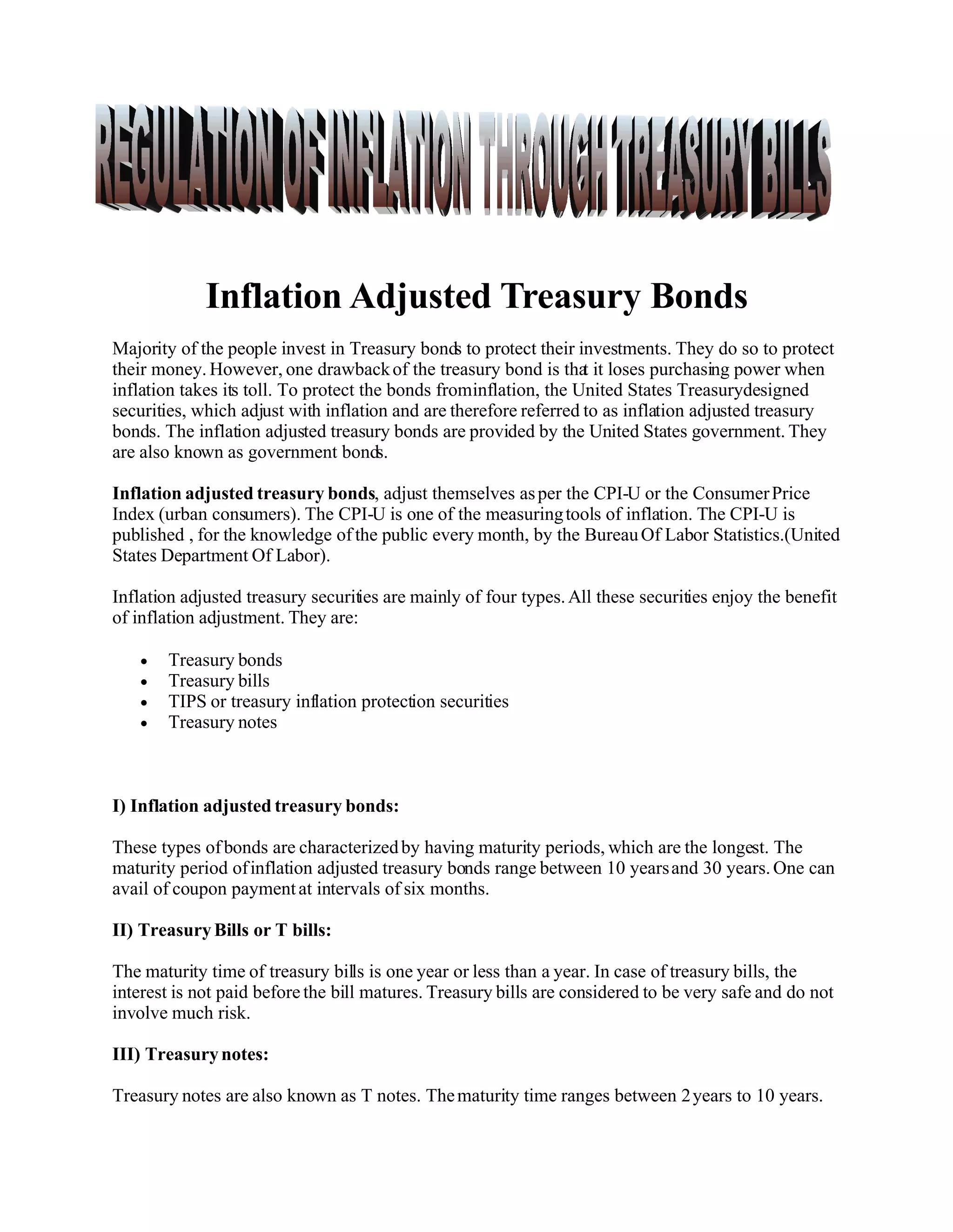 Inflation Adjusted Treasury Bonds | PDF