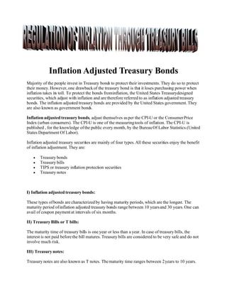 Inflation Adjusted Treasury Bonds | PDF
